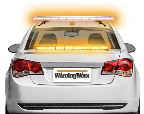 LED Amber Warning Light Bar Kit with Grille and Directional Bar (Level ...